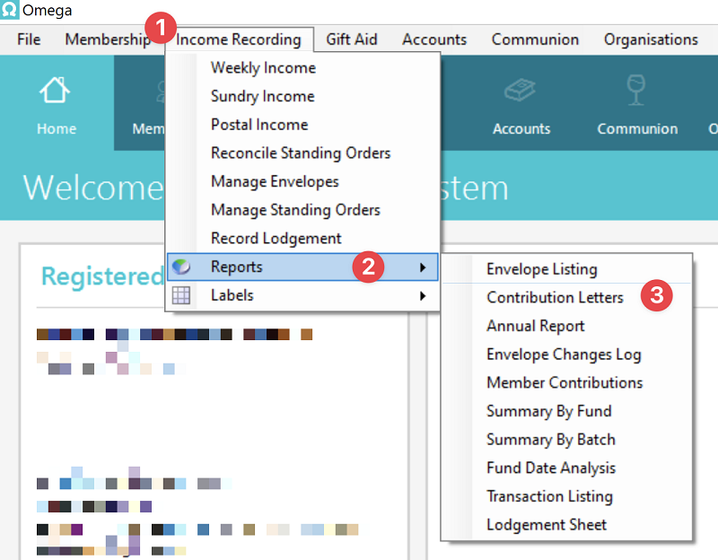 Income Recording Reports – Omega